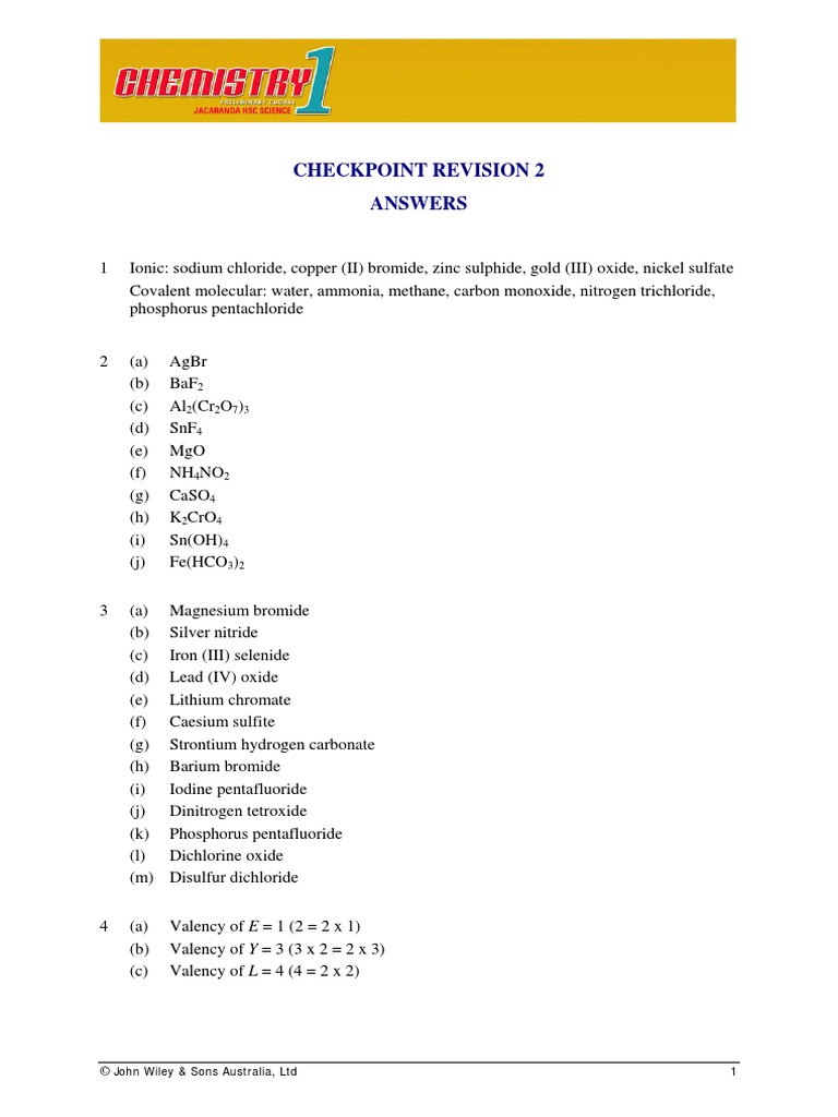 Checkpoint Revision 2 Answers | PDF