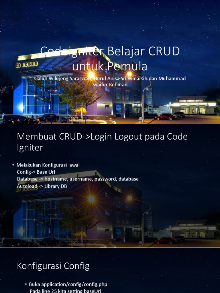Codeigniter Belajar CRUD - Login Logout Untuk Pemula | PDF