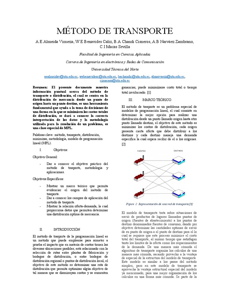 Método de Transporte | PDF | Transporte | Matemáticas Aplicadas