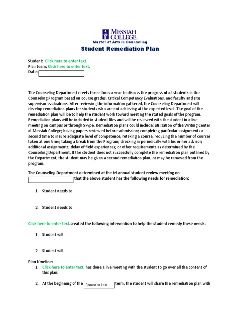 Student Remediation Plan | PDF | Cognition | Behavior Modification