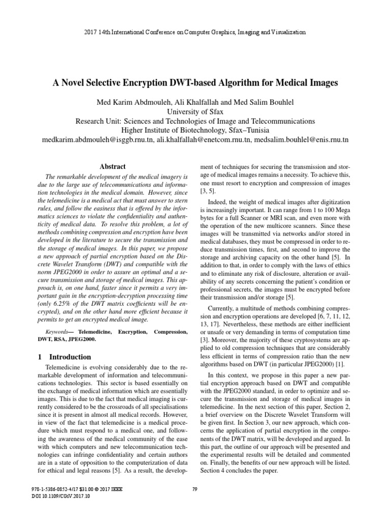 A Novel Selective Encryption DWT-based Algorithm For Medical Images | PDF | Data Compression ...