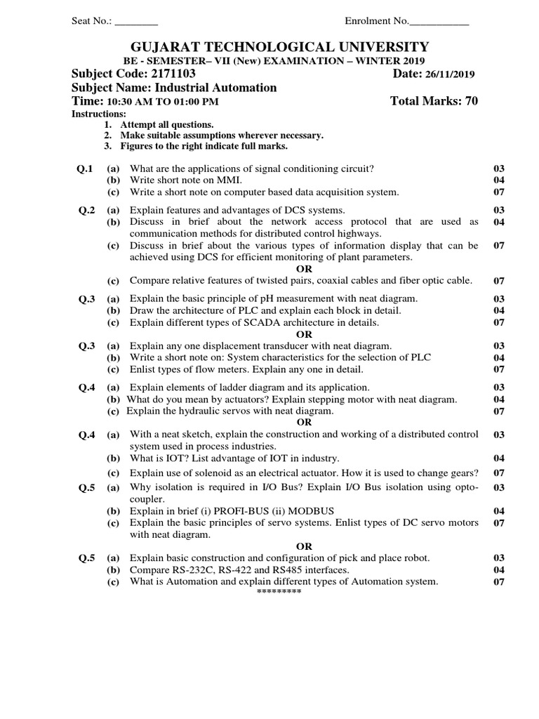 Gujarat Technological University: Subject Code: 2171103 Date: Subject ...