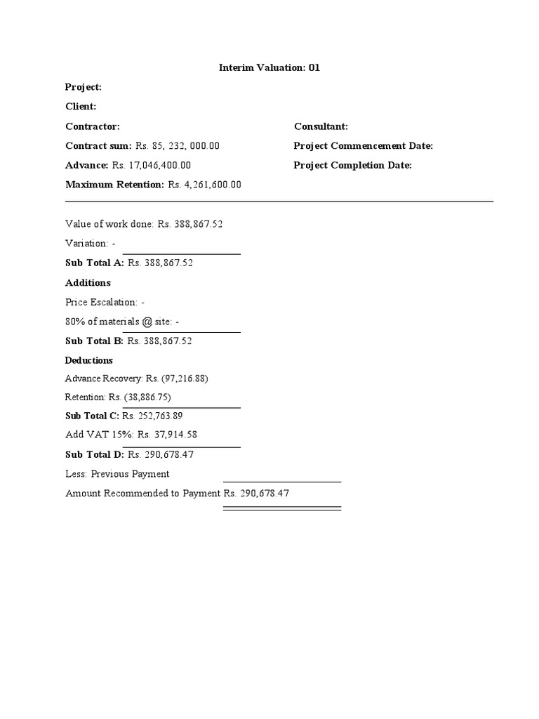 Interim Valuation | PDF