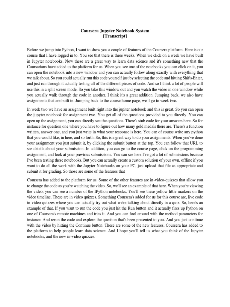 Coursera Jupyter Notebook System | PDF | Software | Computing Coursera Jupyter Notebook System | PDF | Software | Computing