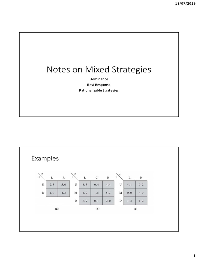 Notes On Mixed Strategies: Examples | PDF