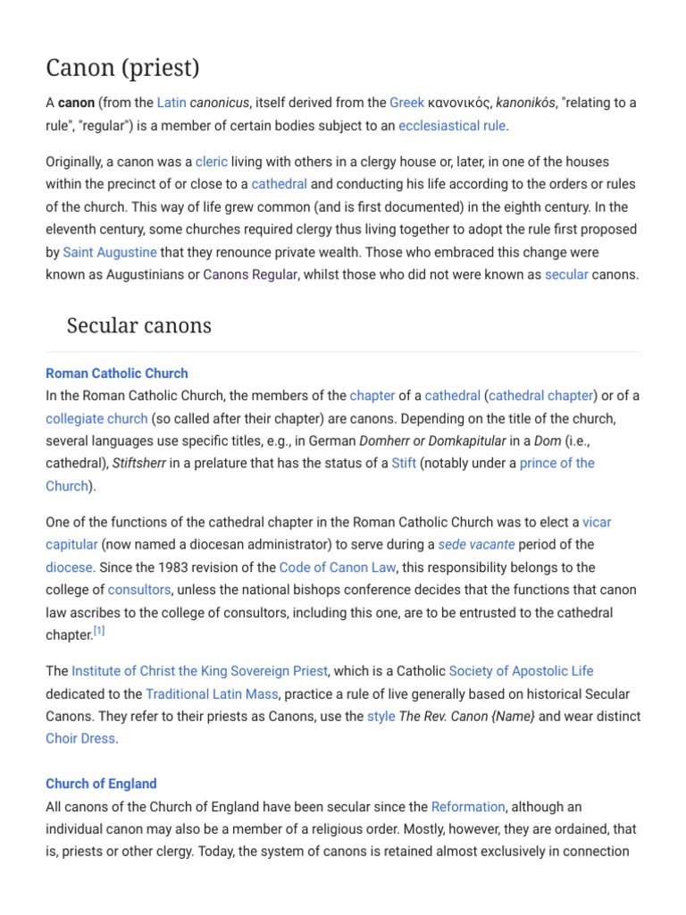 Canon (Priest) | PDF | Canon (Priest) | Church Organization