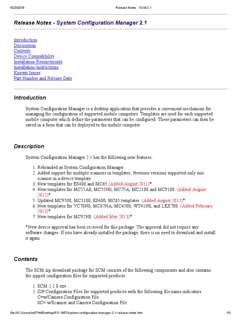 SCM 2.1 Release Notes Overview | PDF | Installation (Computer Programs ...