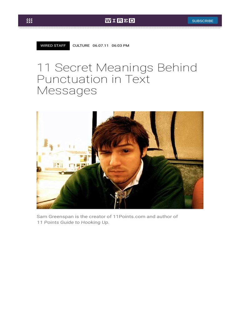 11 Secret Meanings Behind Punctuation in Text Messages WIRED-1 | PDF ...