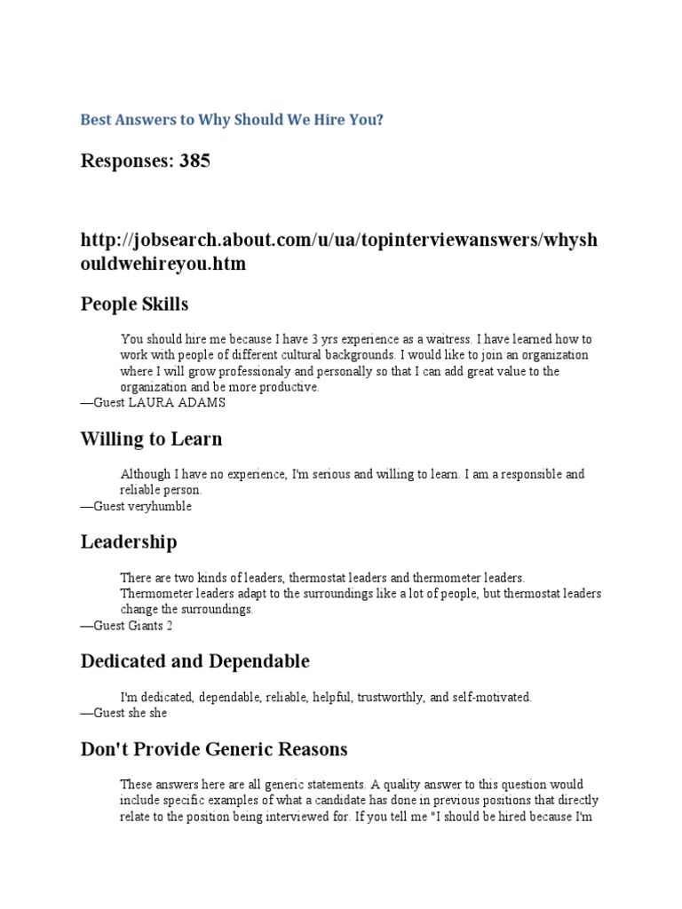 Why Should We Hire You | PDF | Motivation | Motivational