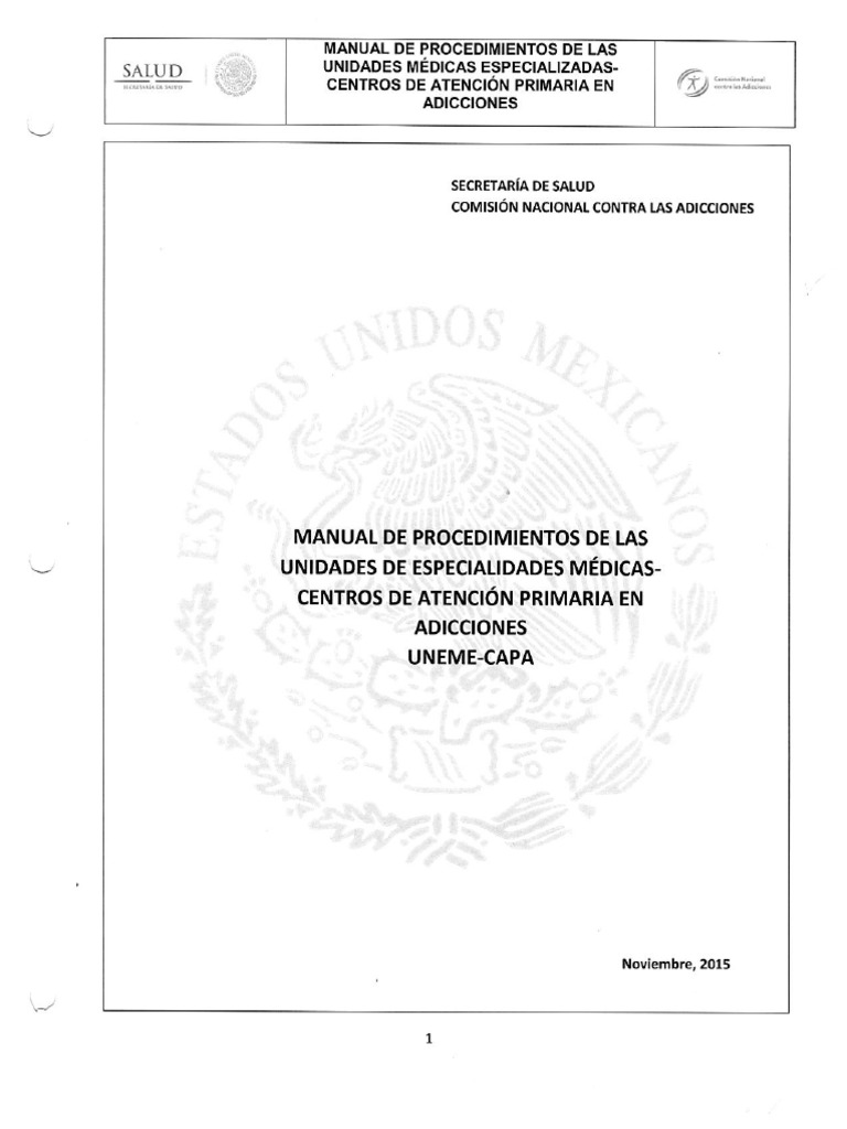 Manual de Procedimientos UNEME-CAPA PDF | PDF | La dependencia de sustancias | México