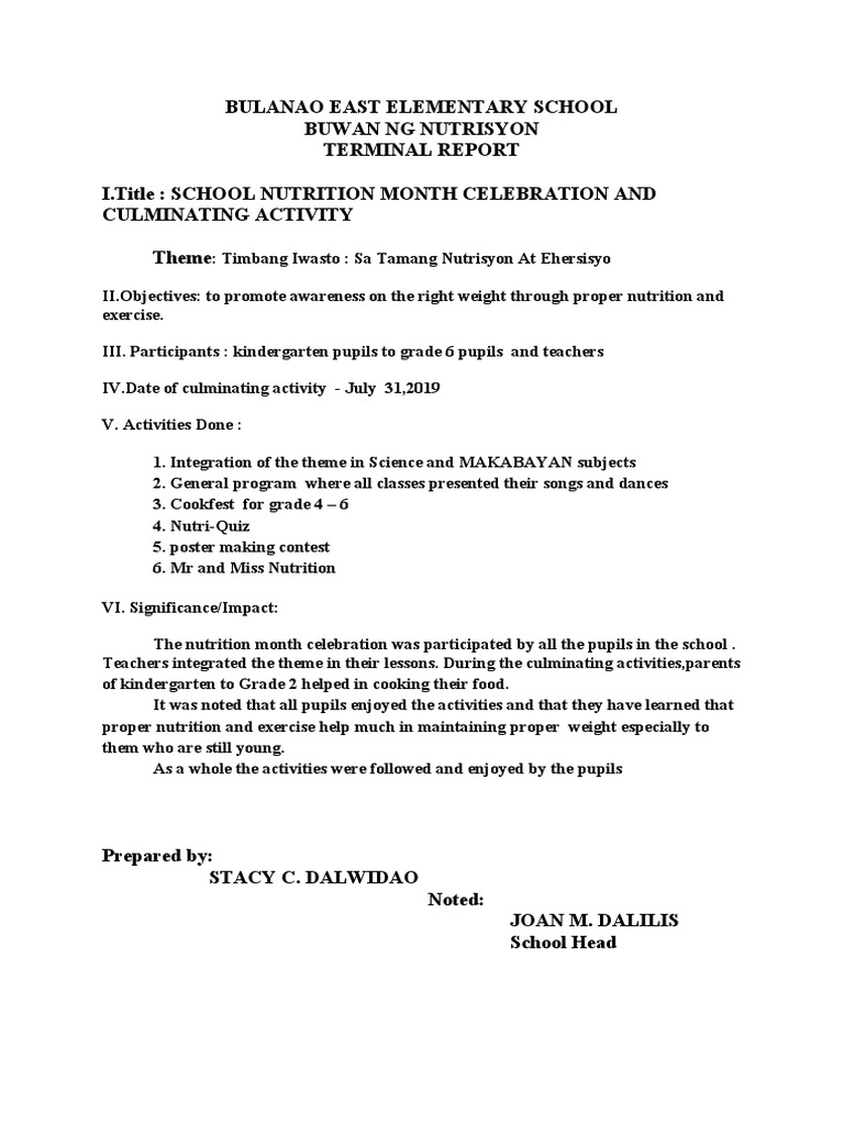 Nutrition Month Report | PDF