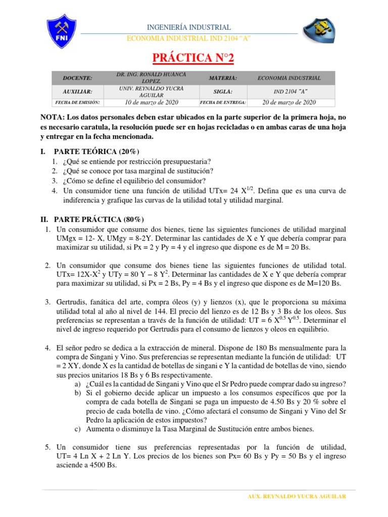 Practica N°2 | PDF | Utilidad | Precios