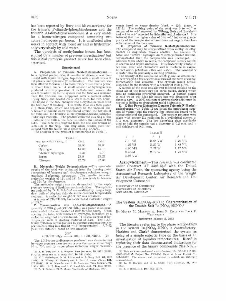 1955 The System Ba (NO3) 2-KNO3 | PDF | Solubility | Temperature