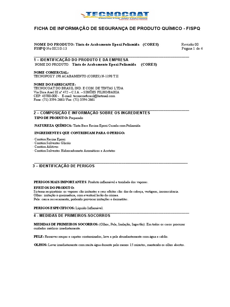 Fispq 198 Tecnopoxy Cores | PDF | Embalagem e rotulagem | Tinta