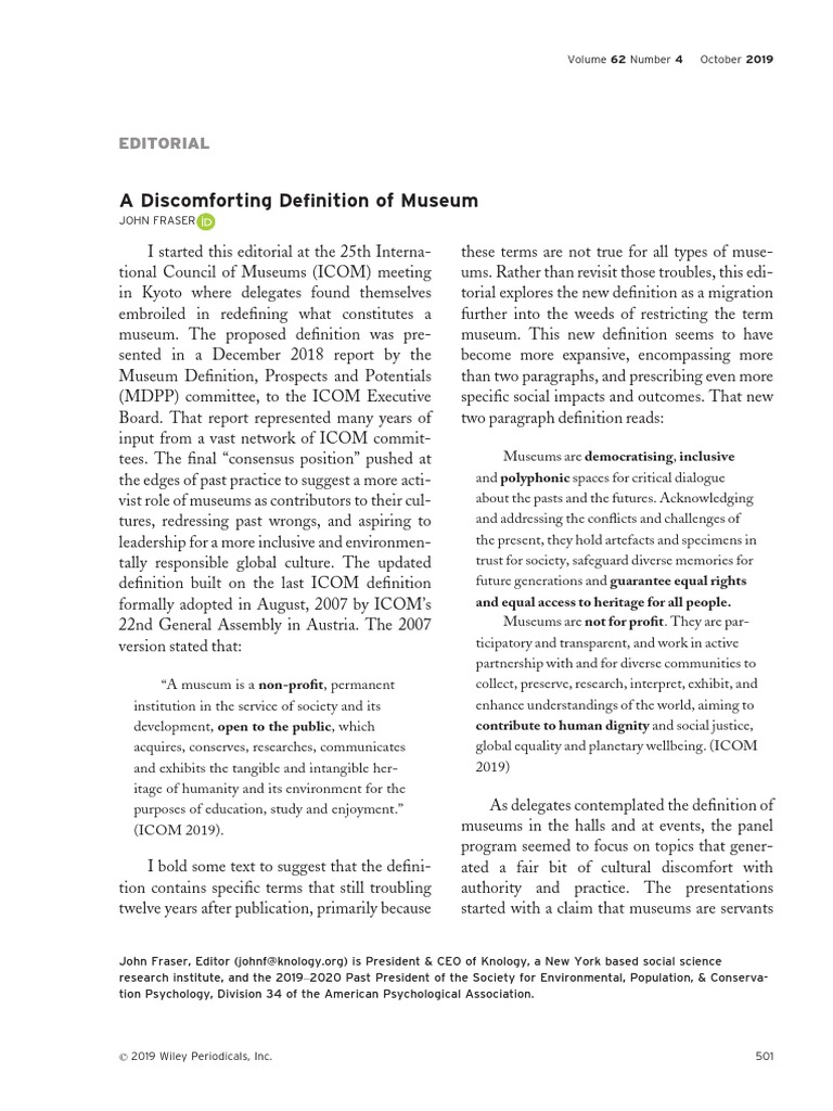 A Discomforting Definition of Museum | PDF | Museum | Imperialism