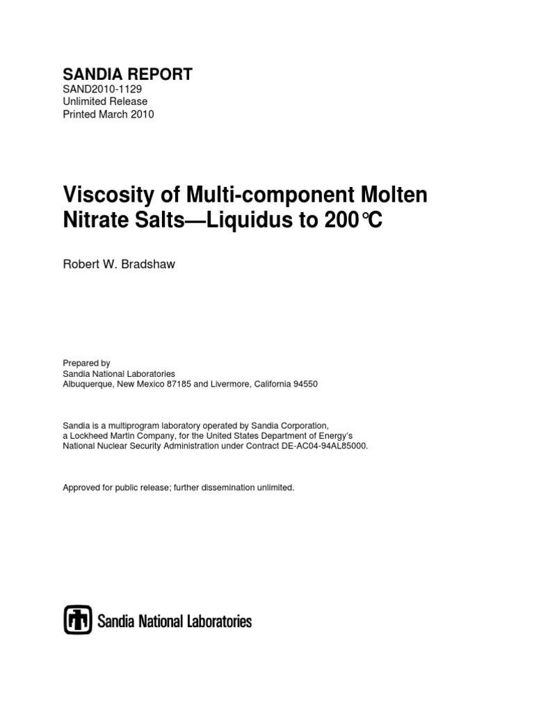 2010 Viscosity of Multi-Component Molten Salts | PDF | Viscosity | Salt ...