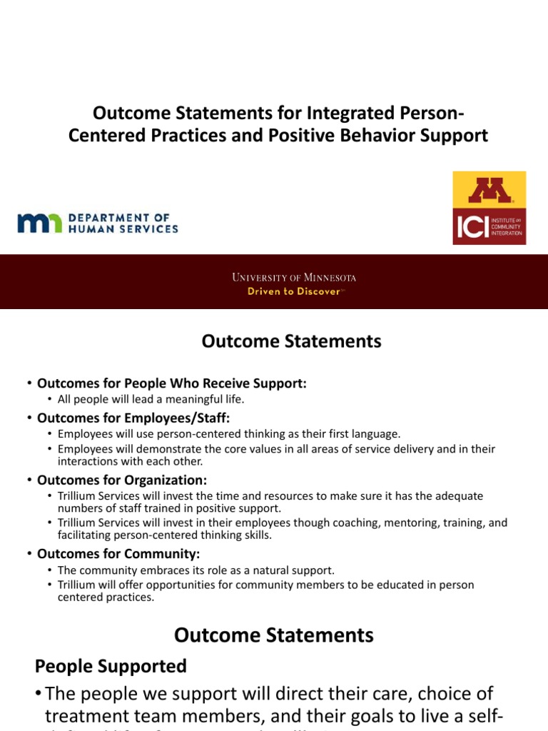 Outcome Statements For Integrated Person-Centered Practices and ...