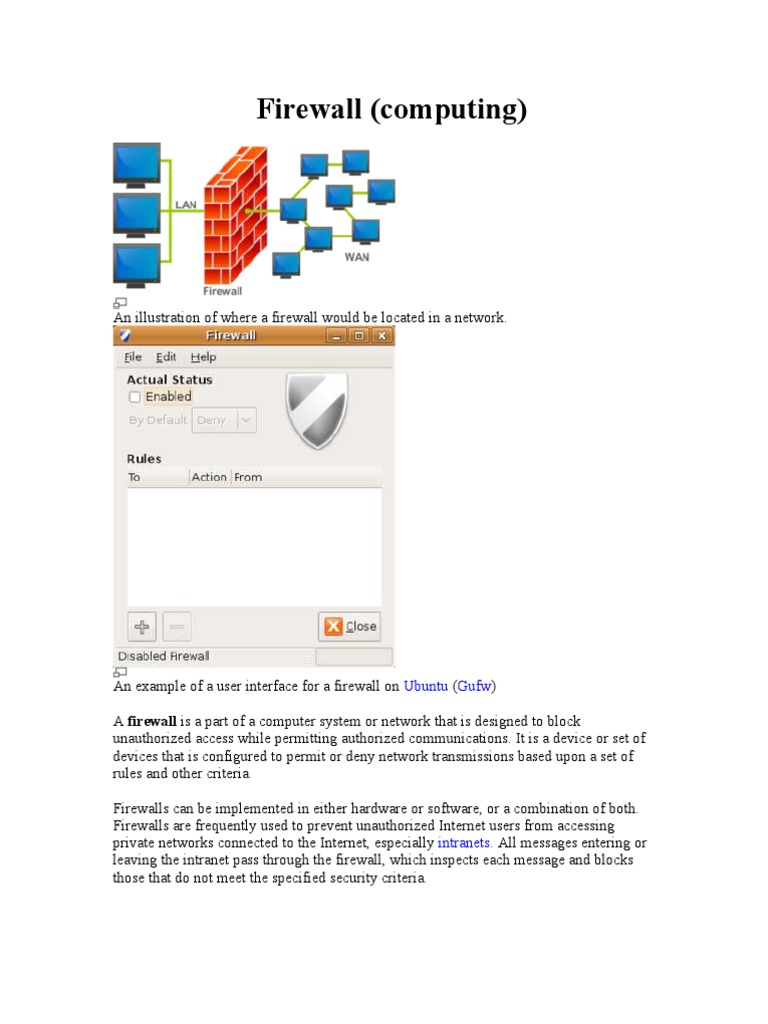 Firewall (Computing) : Ubuntu Gufw | PDF | Firewall (Computing) | Port (Computer Networking)
