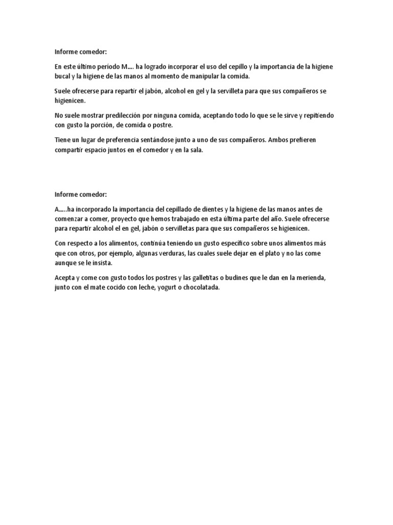 Informe Comedor | PDF