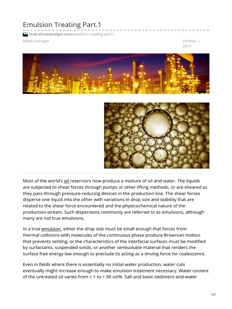 An In-Depth Look at Emulsion Formation and Treatment in the Oil and Gas ...