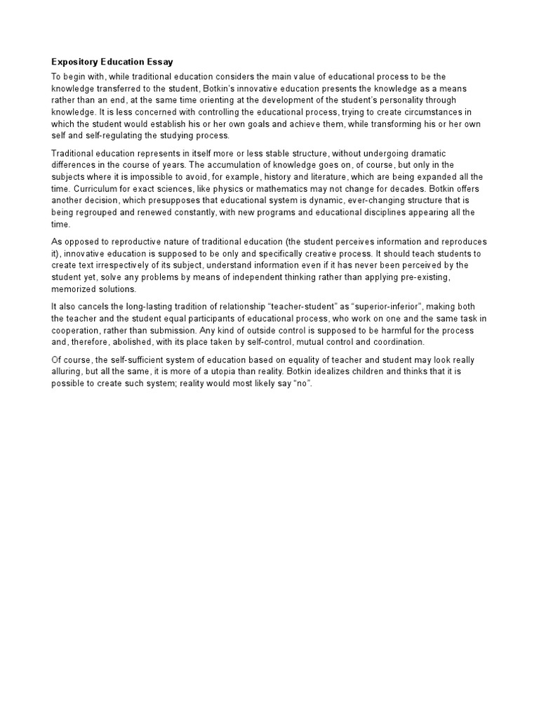 Expository Education Essay | PDF