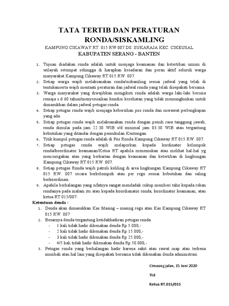 Tata Tertib Dan Peraturan Ronda | PDF