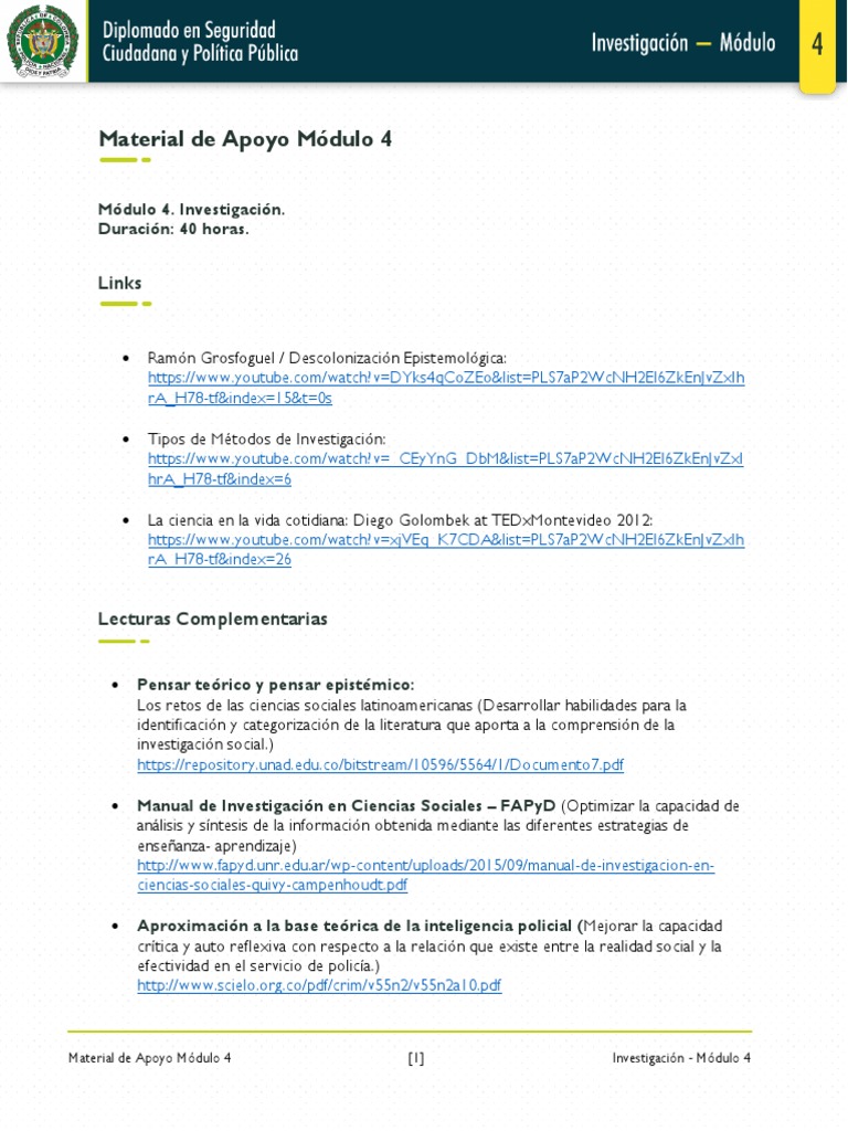 Material de Apoyo para Investigación Módulo 4 | PDF