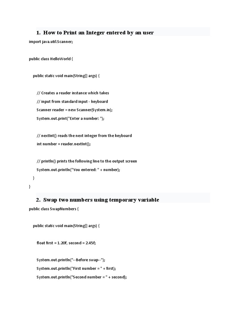 How To Print An Integer Entered by An User | PDF | Integer (Computer Science) | Software Development