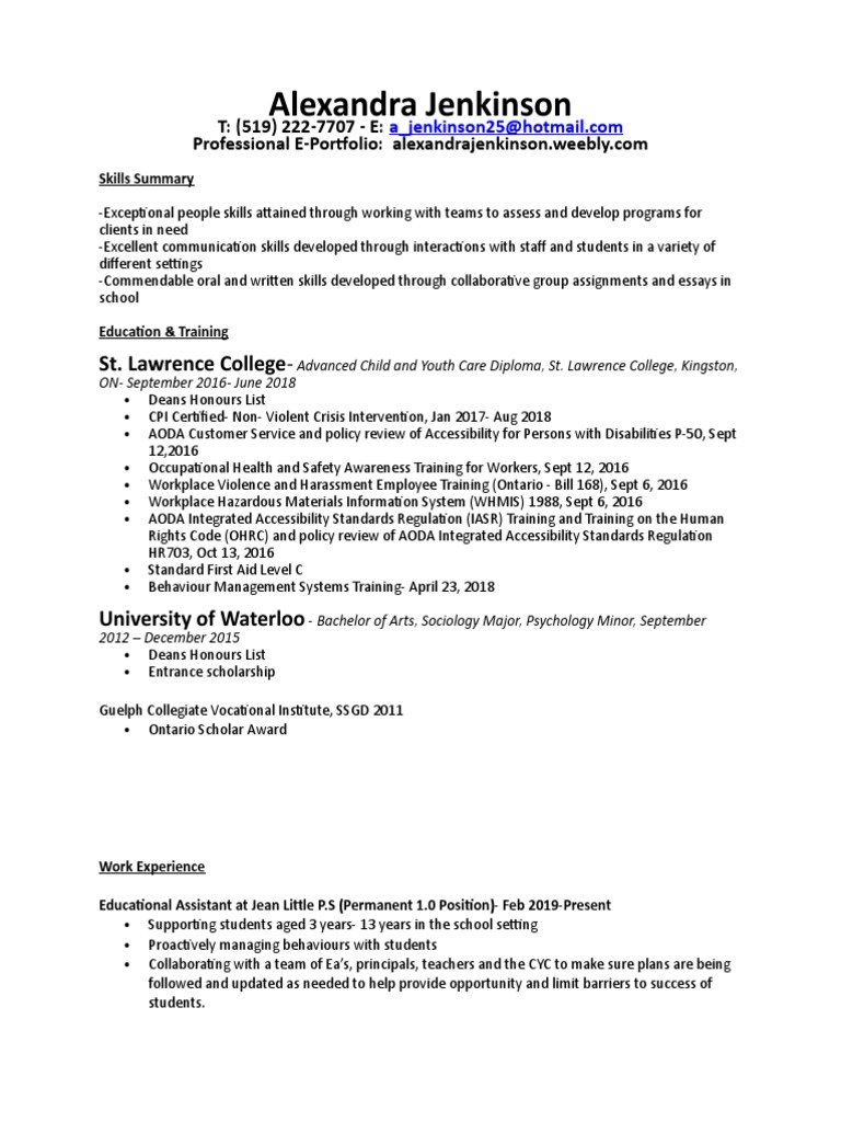 Alexandra Jenkinson Resume | PDF | Accessibility | Behavioural Sciences