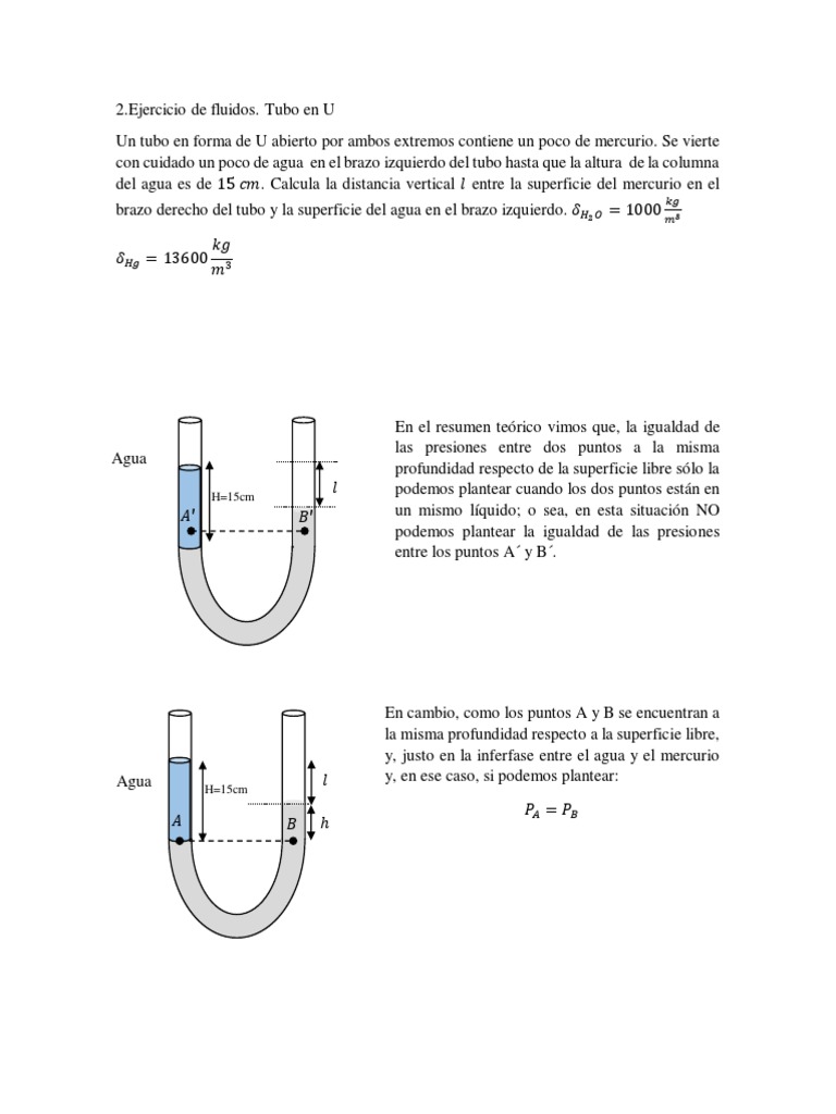 Ejercicio de Tubo en U con Mercurio | PDF | Presión | Agua
