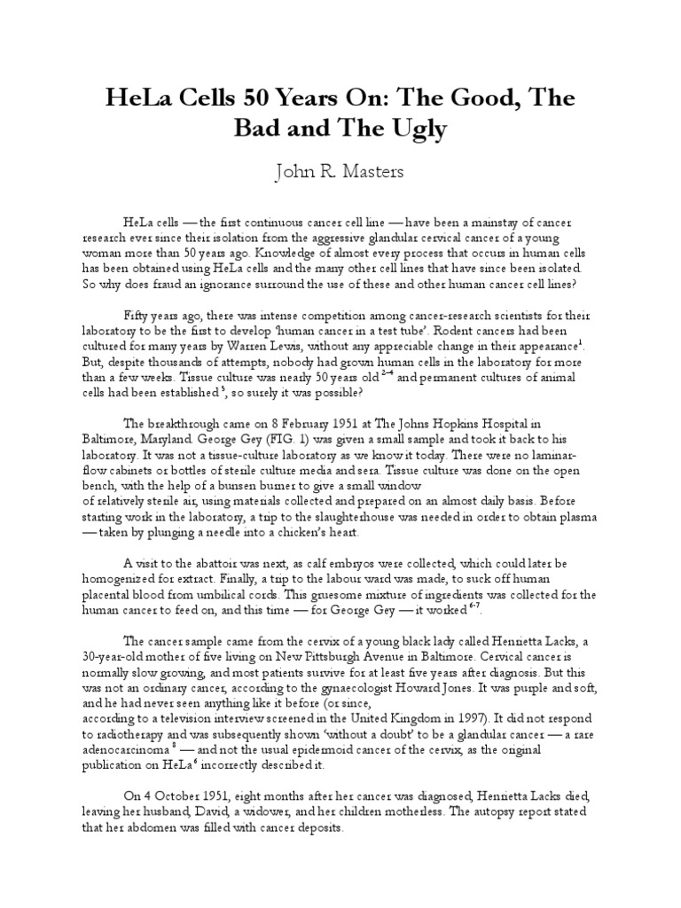 HeLa Cells 50 Years On | PDF | He La | Cell Culture