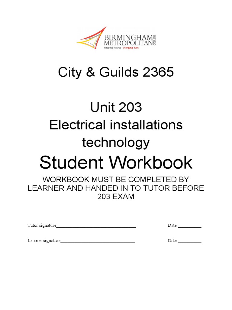 203 Student Workbook Electrical Innstaltion Level 2 Unit 203 Handbook ...
