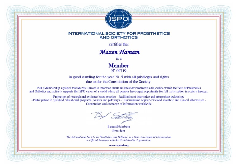 Ispo Membership Certificate | PDF