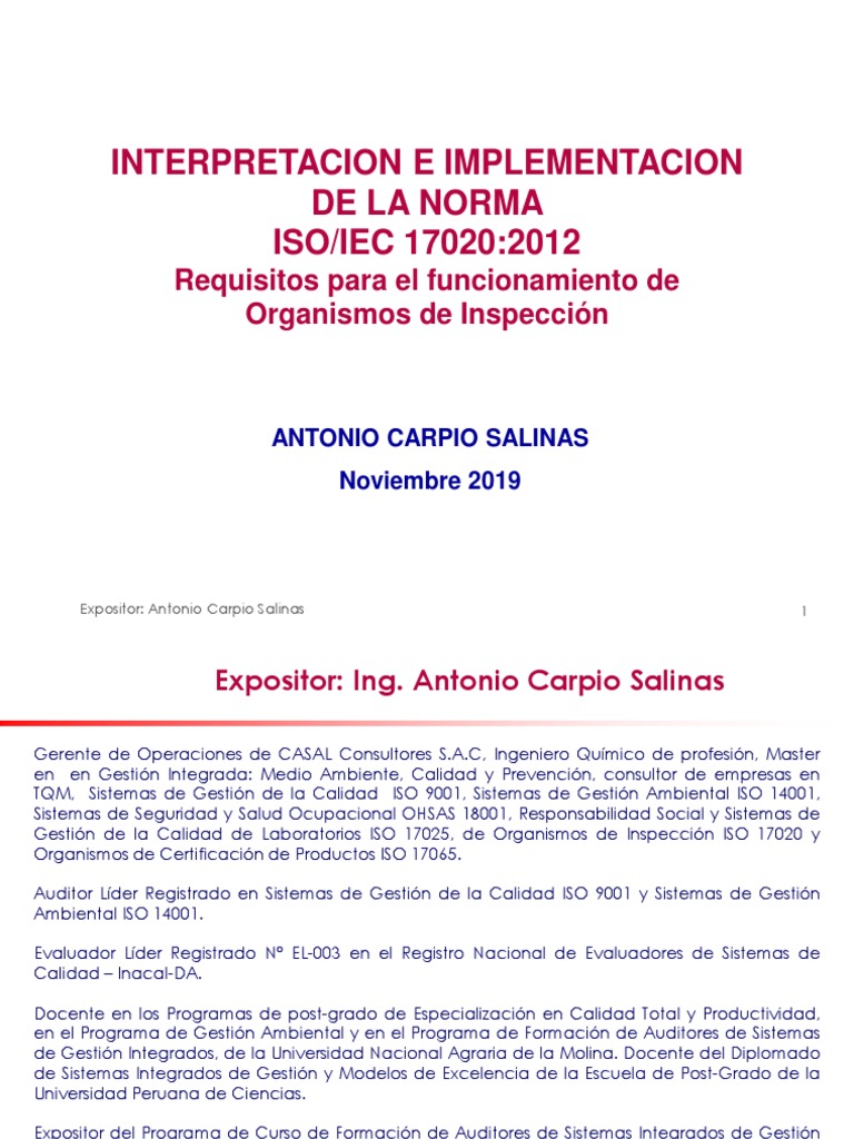 Interpretación Norma ISO-IEC 17020 - AC - PRESENTACION PDF | PDF ...