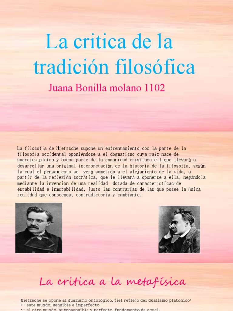 Critica Tradición Filosofica | PDF | Realidad | Friedrich Nietzsche