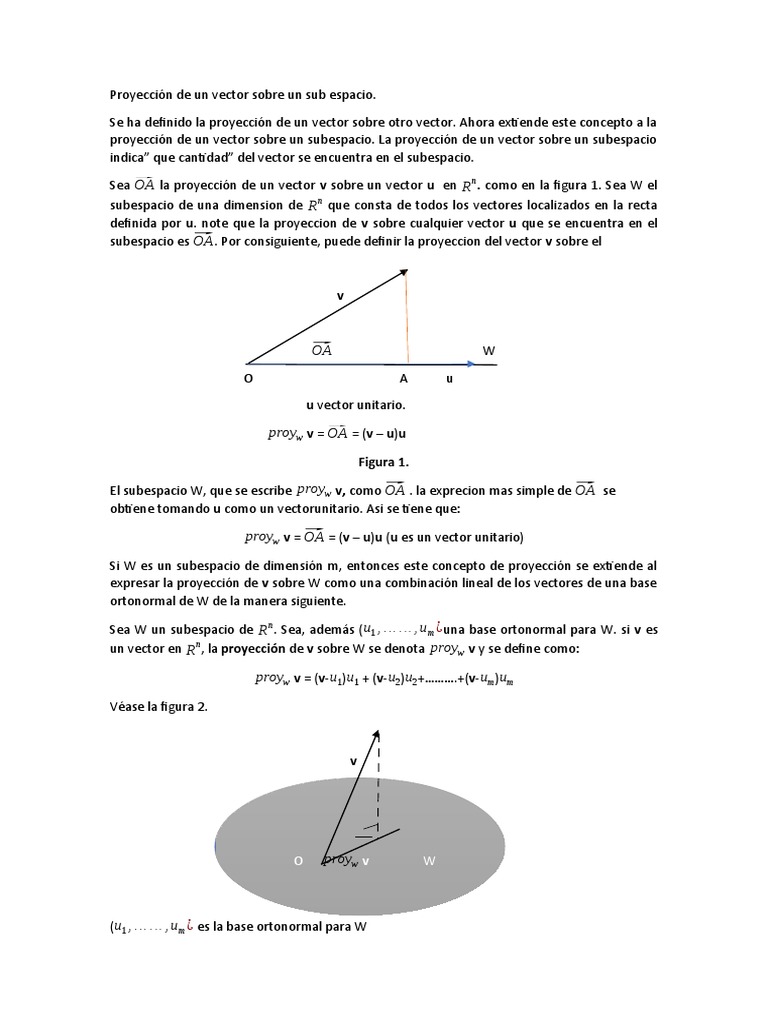 Proyección de Un Vector Sobre Un Sub Espacio | PDF | Base (álgebra ...
