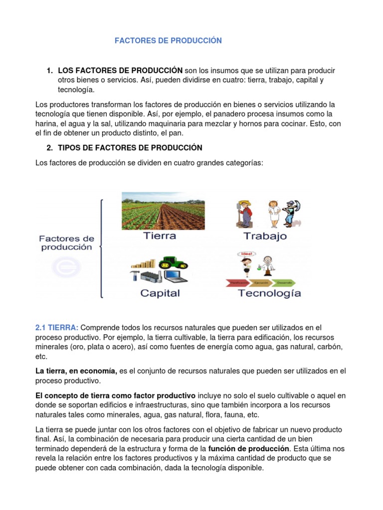 Factores de Producción en Economía | PDF | Capital (economía ...