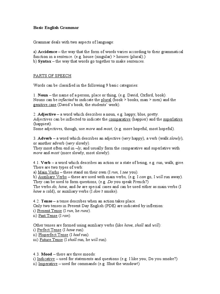 Basic English Grammar | PDF | English Grammar | Grammatical Tense
