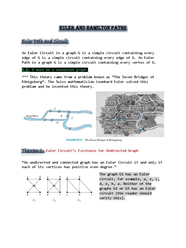 Euler and Hamilton Circuit Without Exercises | PDF | Vertex (Graph Theory) | Combinatorics