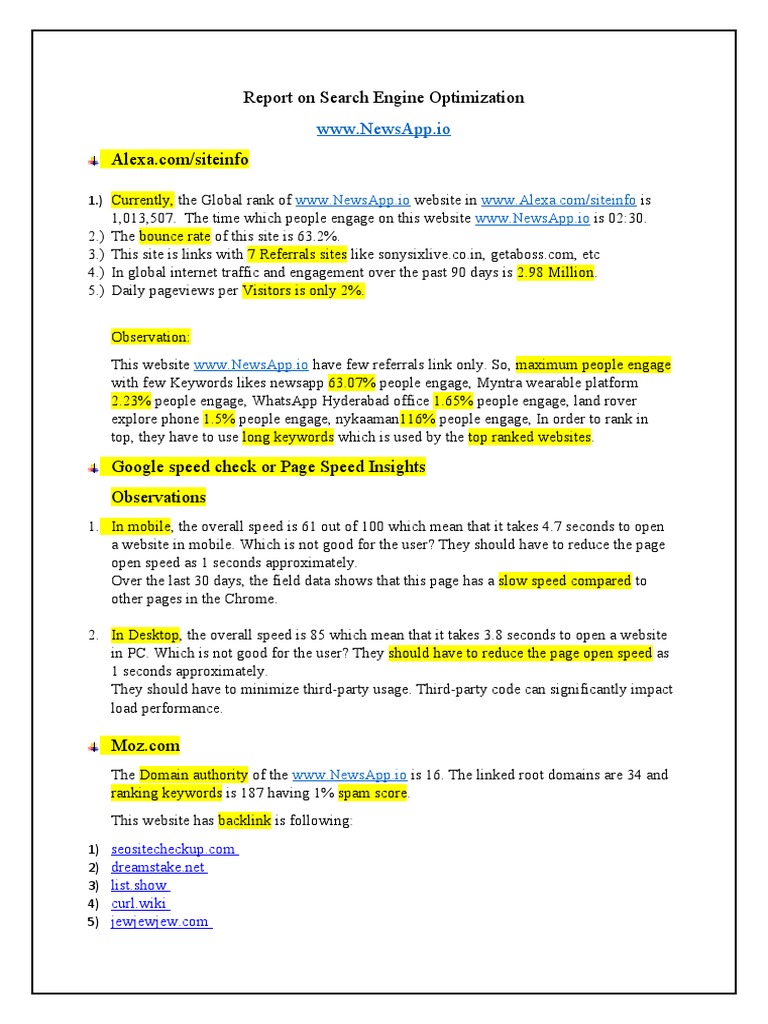 Seo Assignment Pdf Search Engine Optimization Online Services 5155