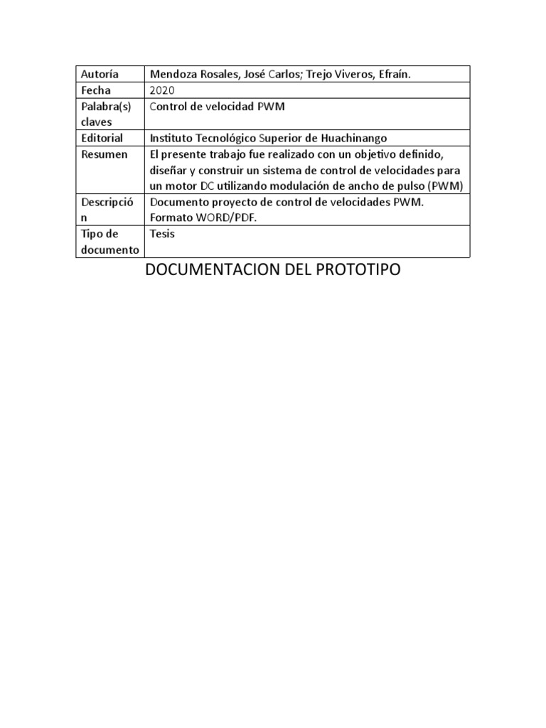 Documentacion Del Prototipo | PDF