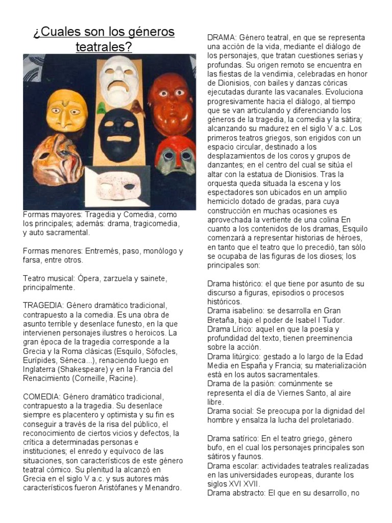 Cuales Son Los Géneros Teatrales | PDF | Bailes | Teatro