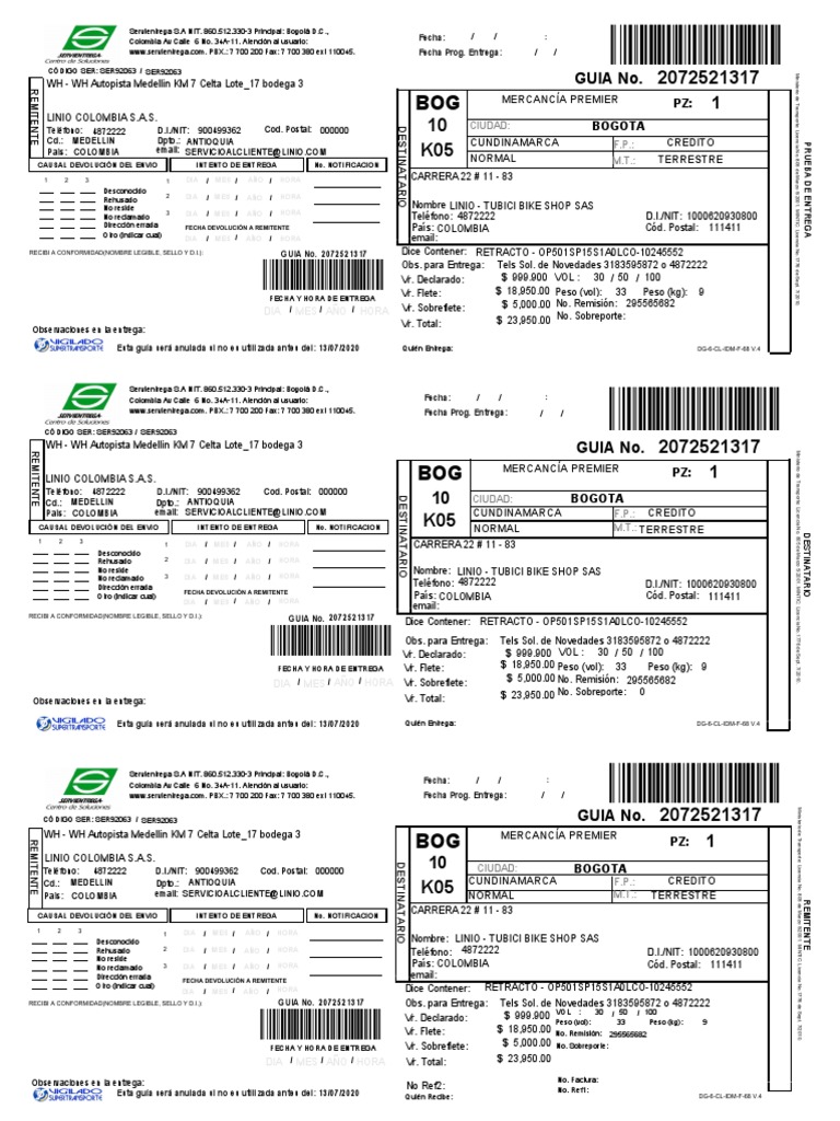 Guía Servientrega | PDF