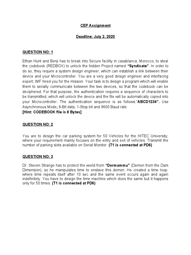CEP Assignment Deadline: July 2, 2020 | PDF | Computer Architecture ...