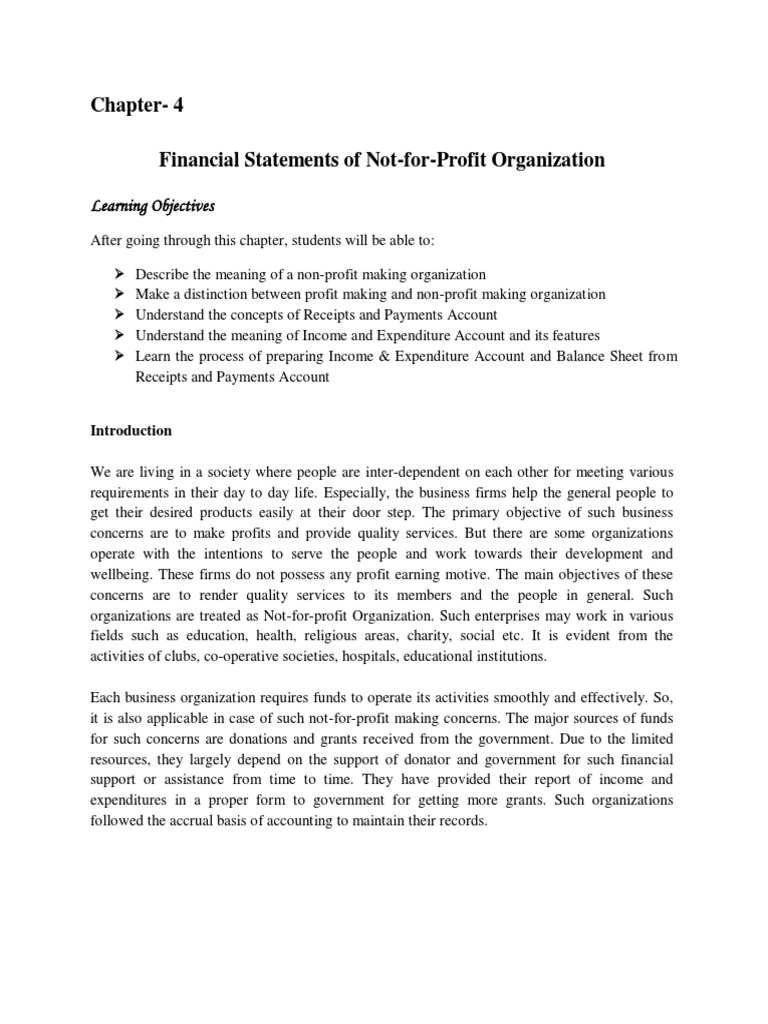 Chapter - 04 Financial Statement For Non Profit Making Organization | PDF | Bookkeeping | Debits ...