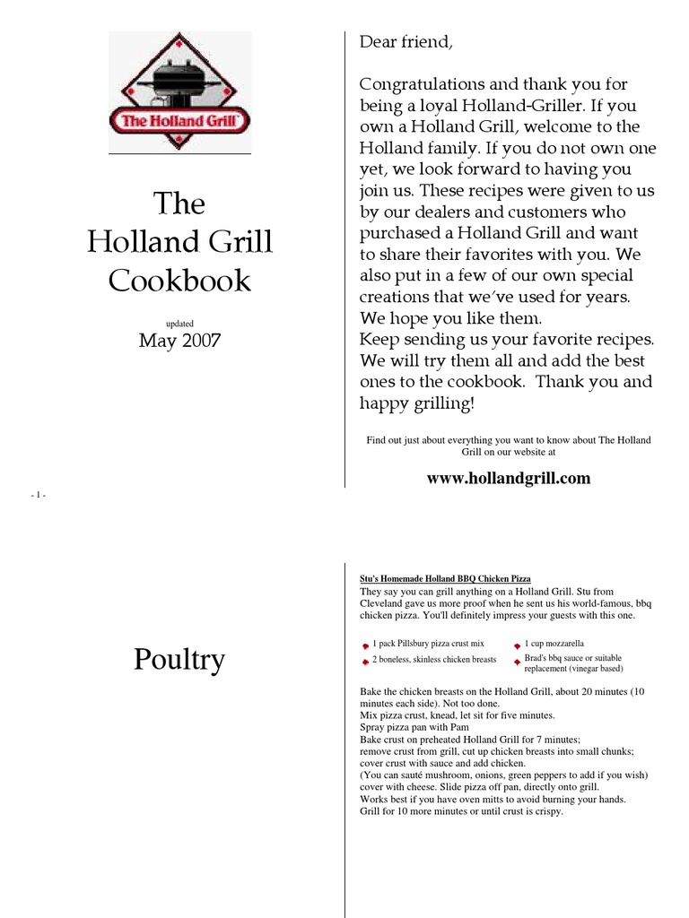 Holland Grill Cookbook | PDF | Grilling | Steak