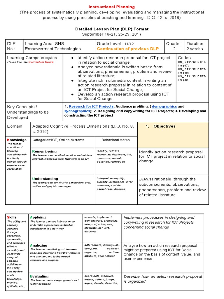 Detailed Lesson Plan (DLP) Format: Continuation of Previous DLP | PDF ...