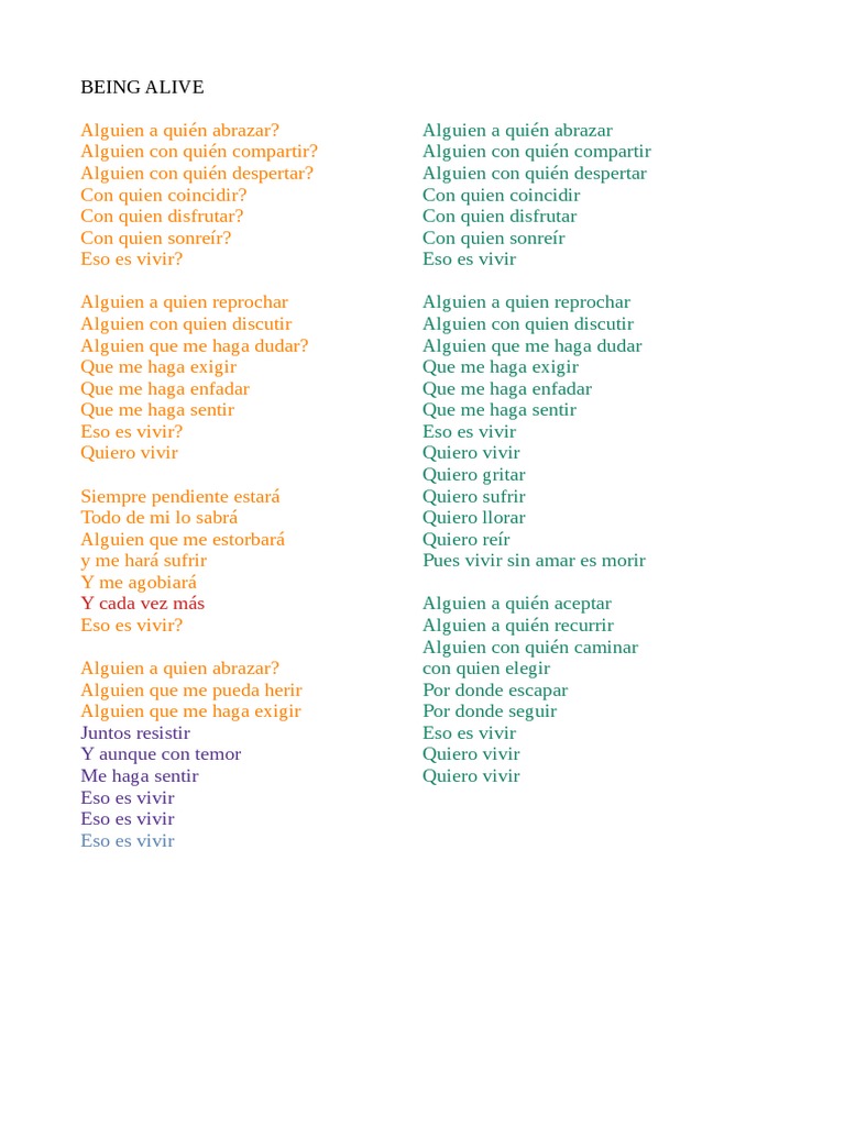 Being Alive Letra PDF | PDF