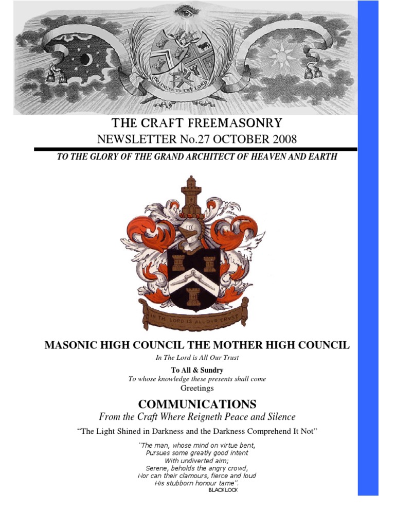 27 NEWSLETTER MHC Oct 2008 | PDF | Freemasonry | Masonic Lodge