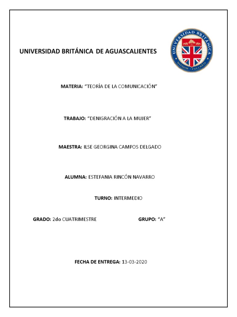 Denigración Femenina y Violencia | PDF | La violencia contra las ...